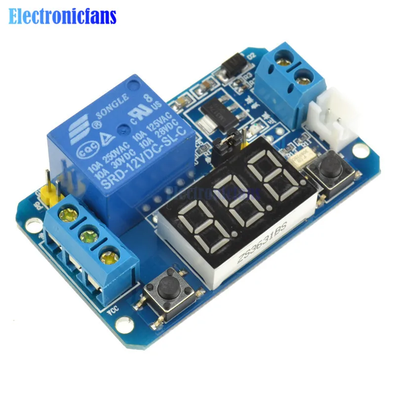 12V LED Digital Display Trigger Time Delay relay Module 0 999s 0 999mi ...