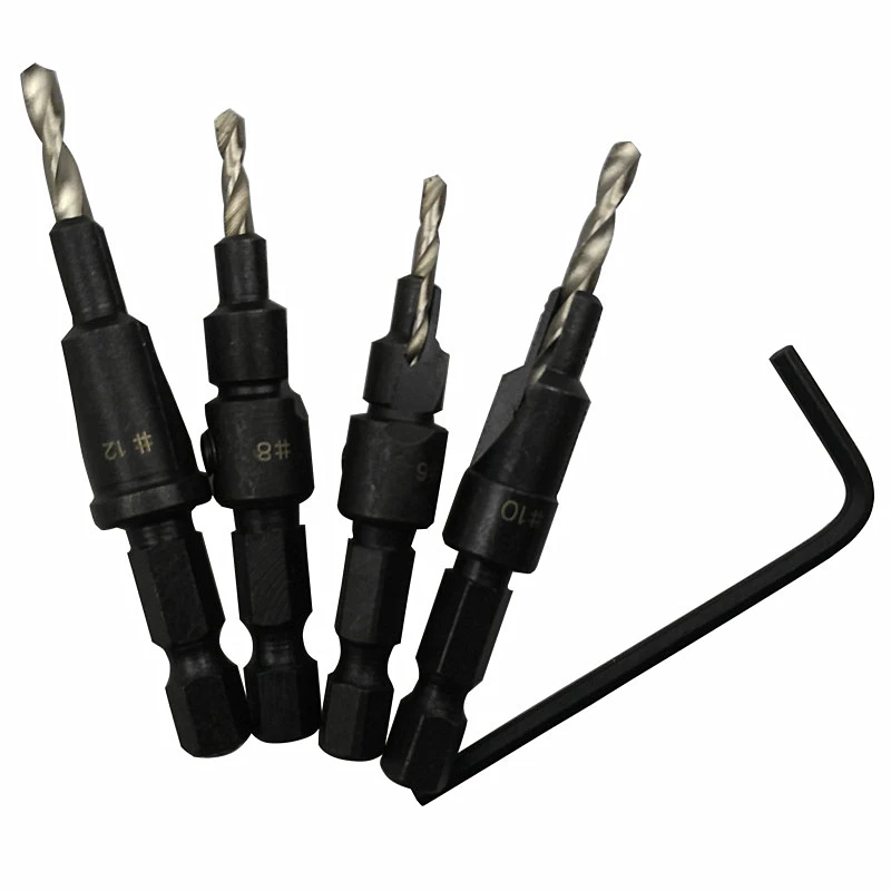 4pcs Twist HSS Countersink Drill Bits Set 6# 8# 10# 12# Hole Saw ... 4pcs Twist HSS Countersink Drill Bits Set 6# 8# 10# 12# Hole Saw ...