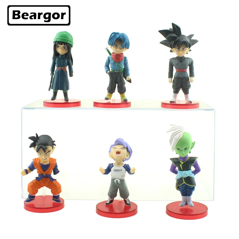 6pcs Cute Mini Dragon Ball Z Anime Gokou Future Tranks Zamasu Solid Set ...
