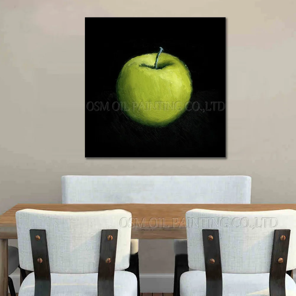 Art & Collectibles Oil Green apple painting Original Art Fruit oil ...