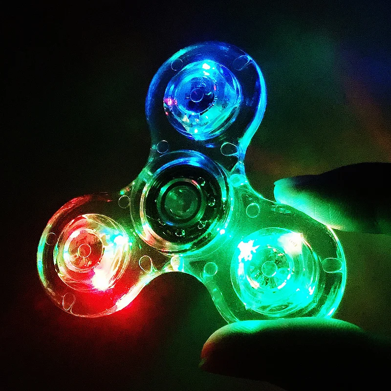 Free shipping LED Light Hand Spinner Fidget Crystal Plastic EDC Switch ...