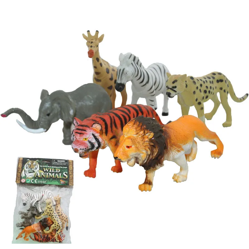 Assorted 6pcs/set of ukenn funny 3D wild animals model kids educational ...