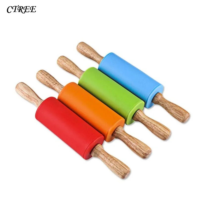 CTREE Home Silicone Rolling Pin Kids Dough Pastry Roller Wooden Handle ... CTREE Home Silicone Rolling Pin Kids Dough Pastry Roller Wooden Handle ...