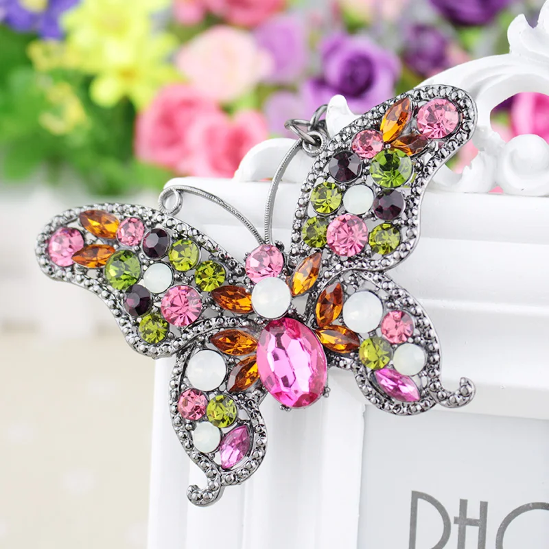Beautiful Rhinestone butterfly Keychain Alloy Keyring Crystal key chain ...