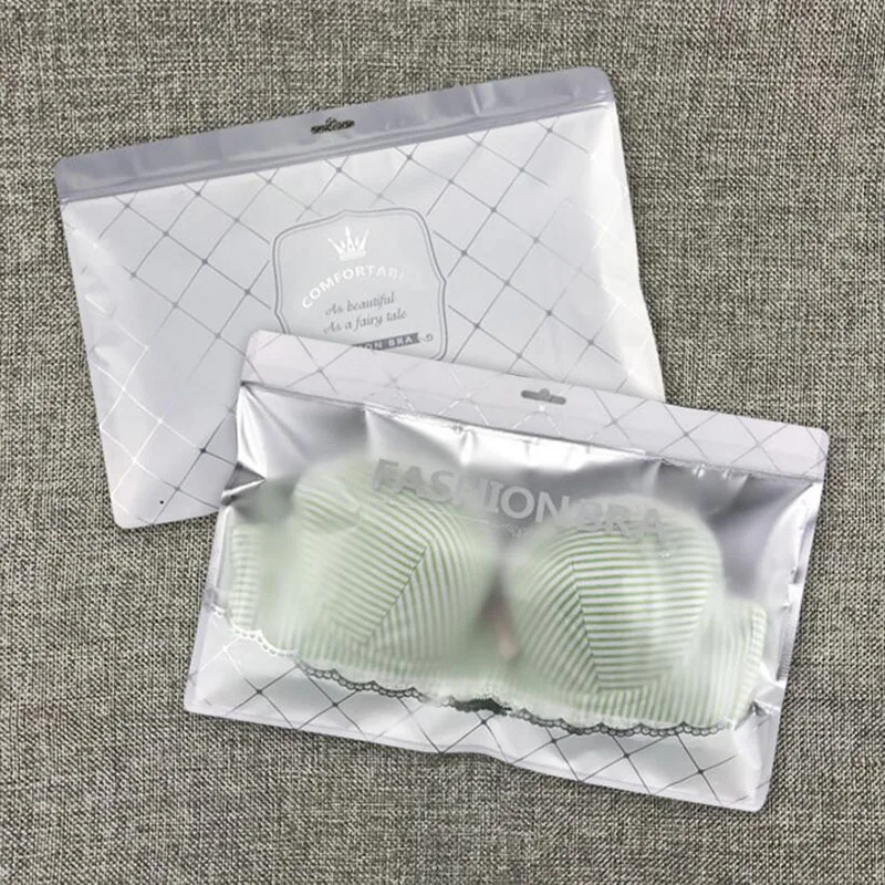 100 Pcs High Grade Frosted Plastic Bra Underwear Packaging Bag with Zip ...