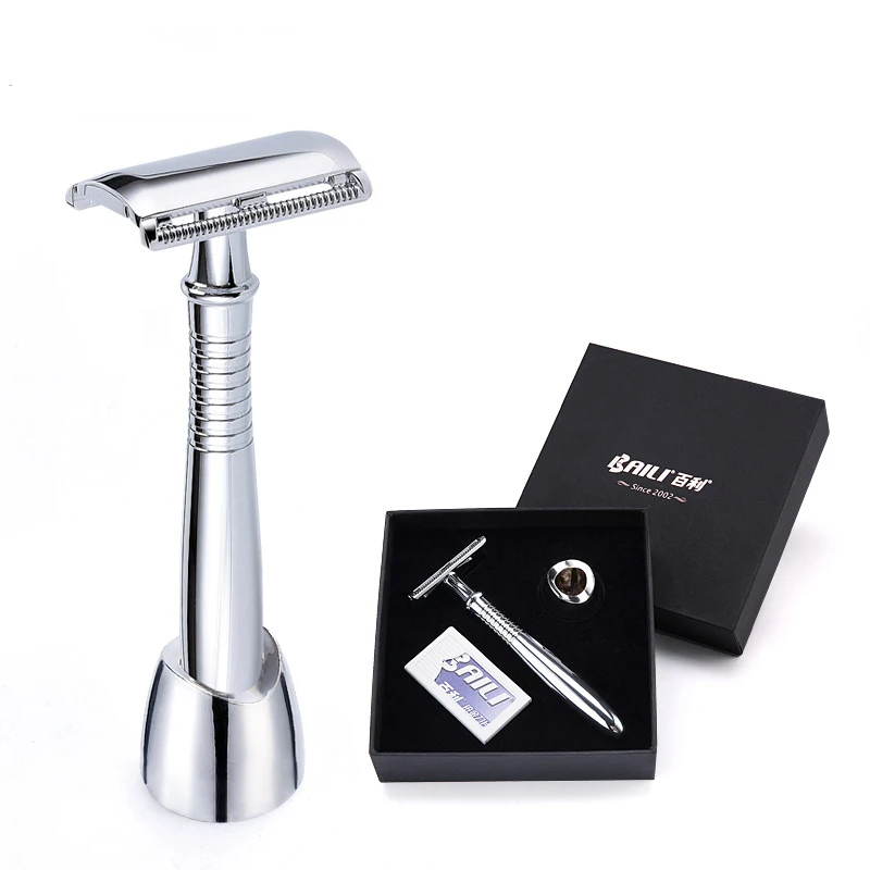 Long Handle Double Edge Manual Classic Safety Blade Razor for Barber ...
