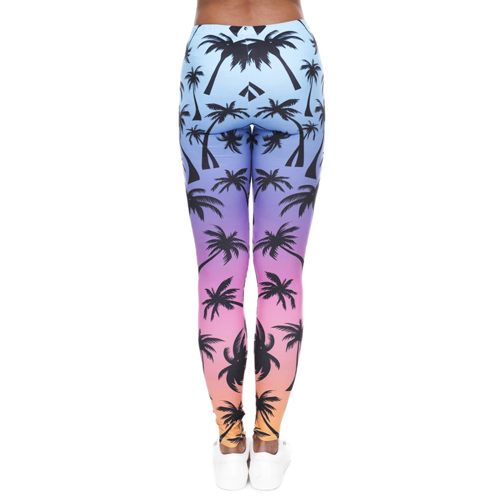 Women Legins Mandala Ombre Blue Printing Legging Fashion Casual High