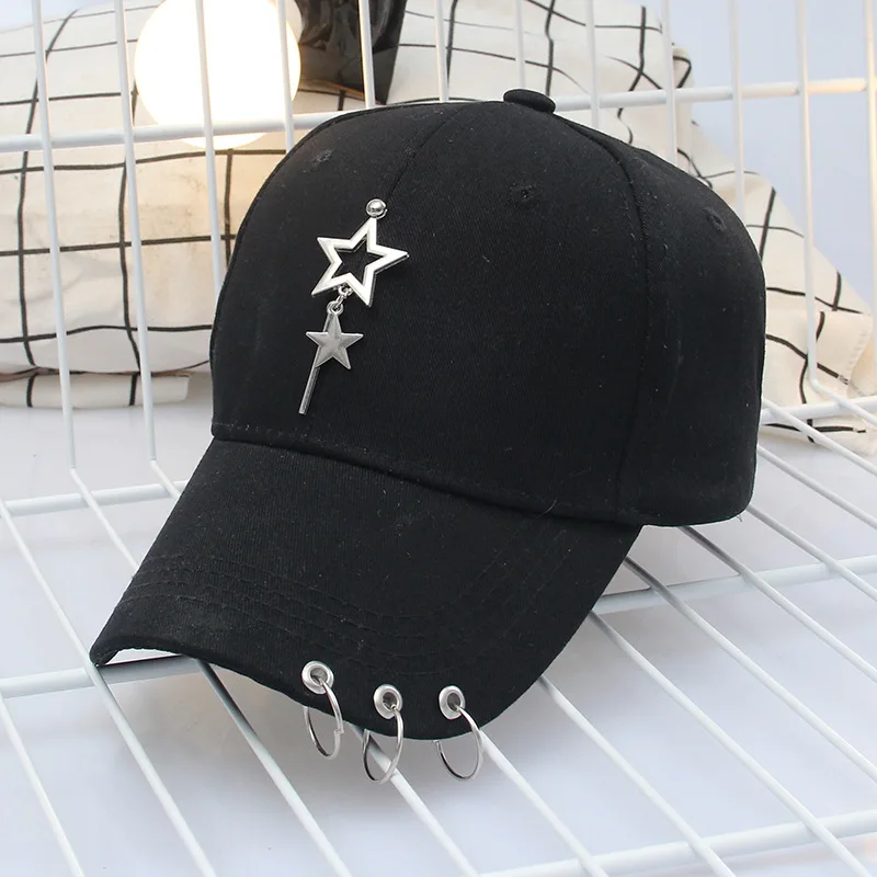 Fashion 2018 new style hot selling iron ring litter stars Hats adjustable Baseball cap unipue ...