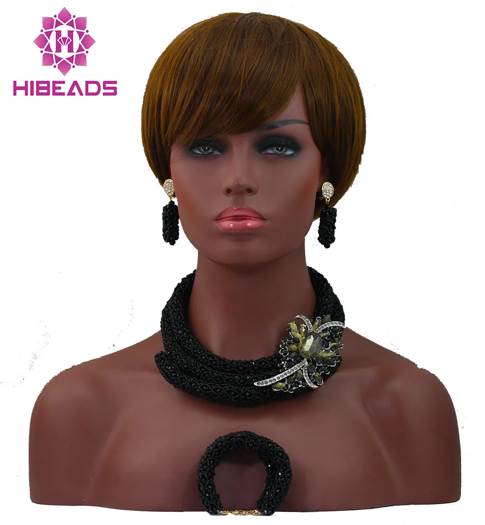 African Nigerian Black Beads Jewellery Set Black Statement Collar ...