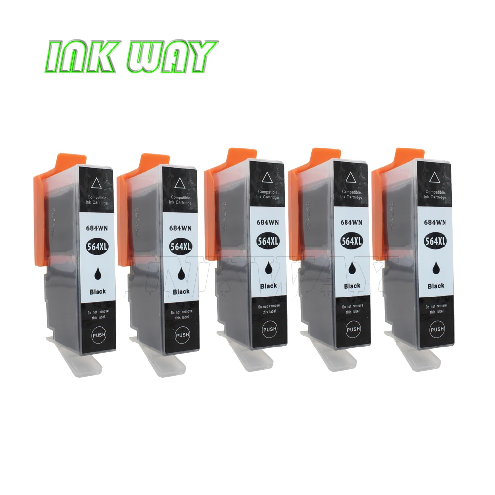 INK WAY 5 Pack inkjet cartridge for HP564XL with Chip show ink level ...