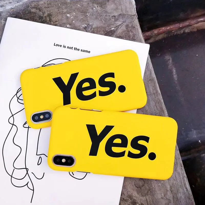 JiBan For iphone X Case Fashion English Letter Yes Phone Yellow Color ...
