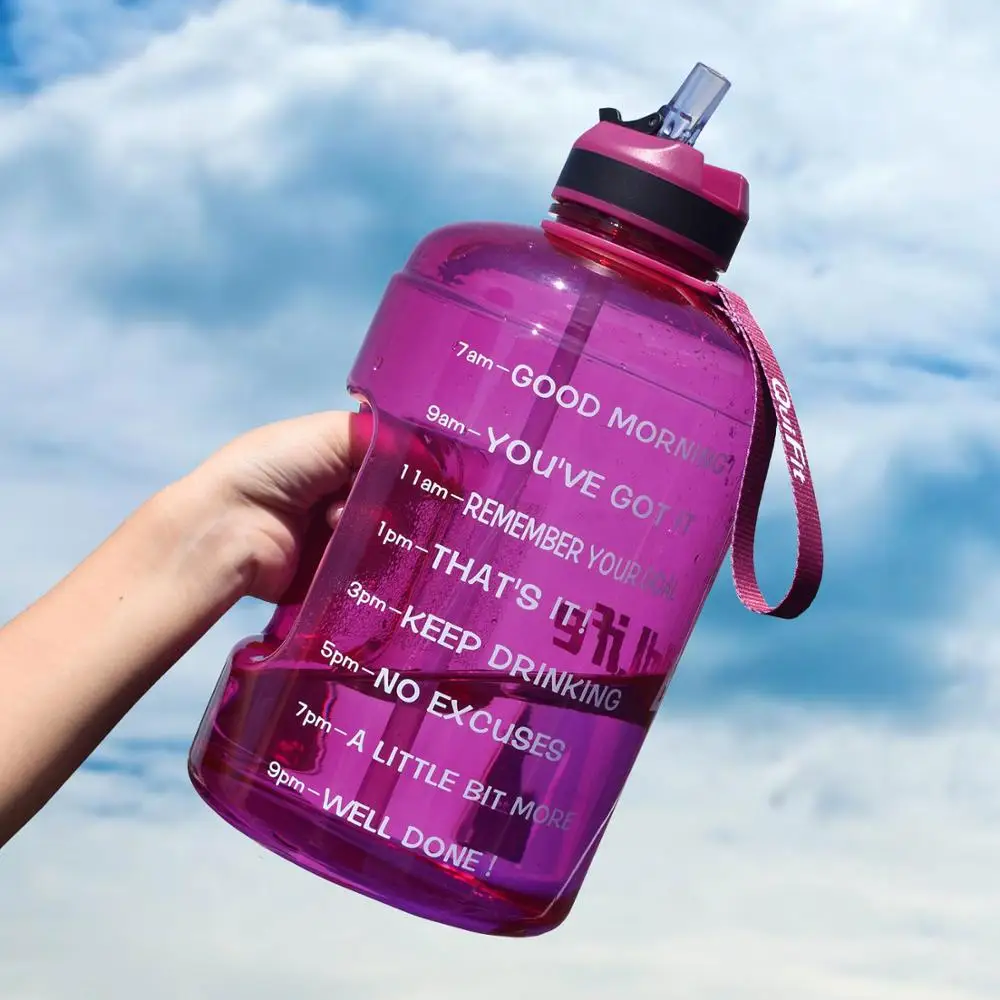 QuiFit 3.78L 2.2L 1.3L 128oz 1 Gallon Water Bottle with Straw Clear ...
