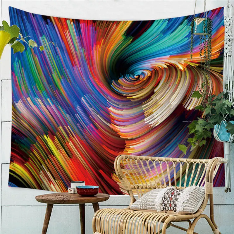 Abstract Colorful Tapestry Wall Hanging Bohemian Beach Towel Polyester ...