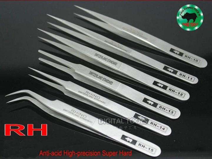 1 Set 6 Pcs Japan Rhino Rh Tweezers Anti-acid High-precision Super Hard ...