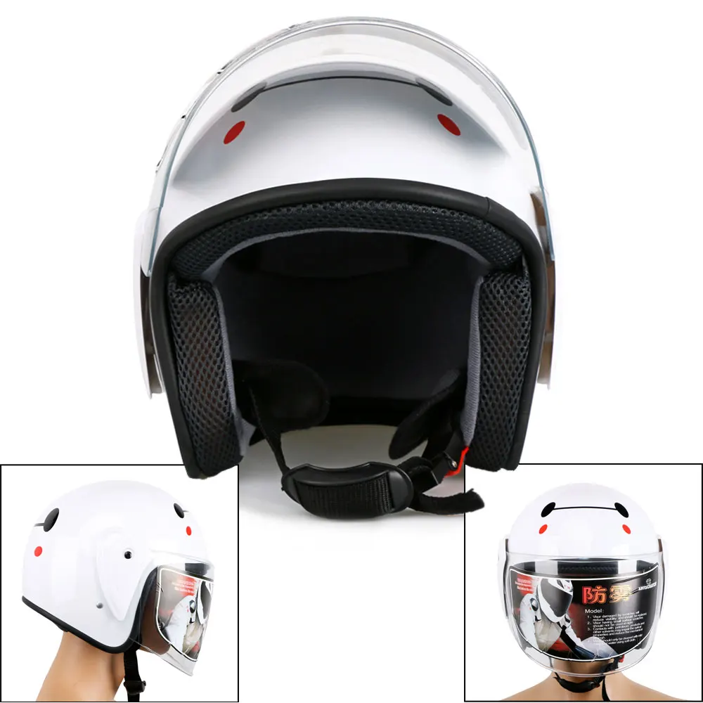 Motorcycle Vespa Helmet Casual Unisex Adult Men Women Summer Half Open Face Clear Sunvisor Lens