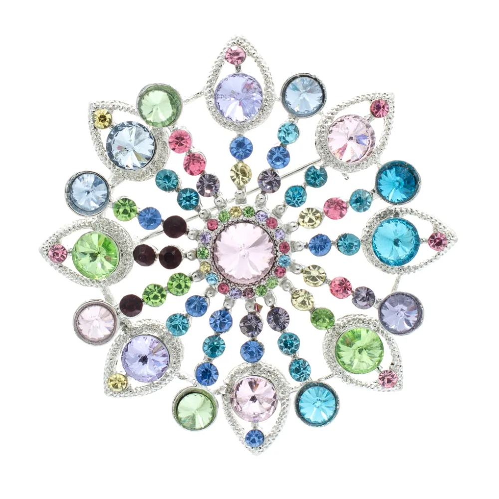 Multi farben Strass Kristalle Runde Stern Stil Brosche Broach Broschen ...