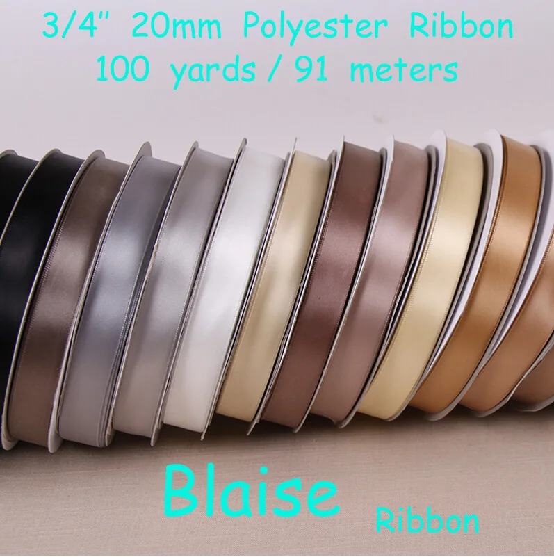 Free shipping 3/4" 20mm 100% polyester solid color Double Face Satin ...