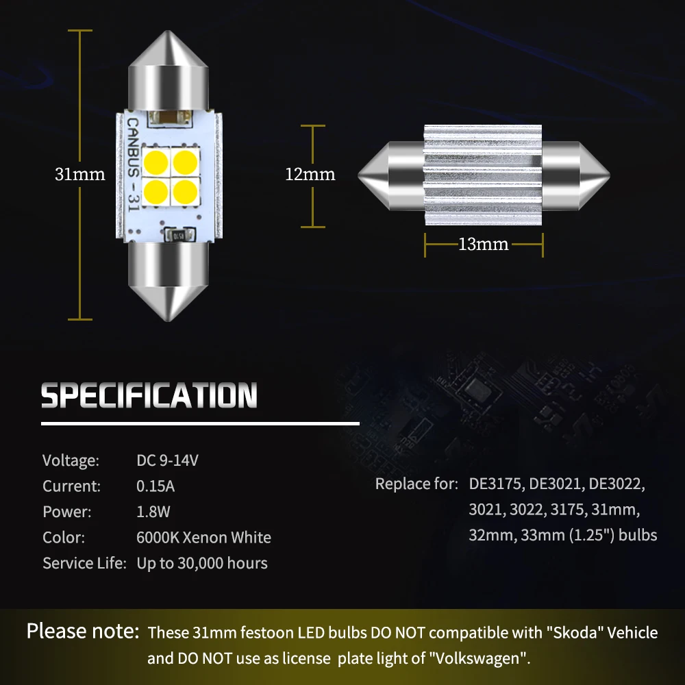 Гирлянда 31 мм 36 мм 39 мм 41 мм C5W C10W супер яркий 3030 SMD СВЕТОДИОДНЫЙ Автомобильный ...