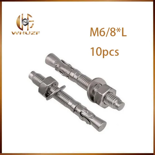 Through Bolt 10pcs Expansion Screw Wedge Anchor Through Bolt M6 M8 M10 ...