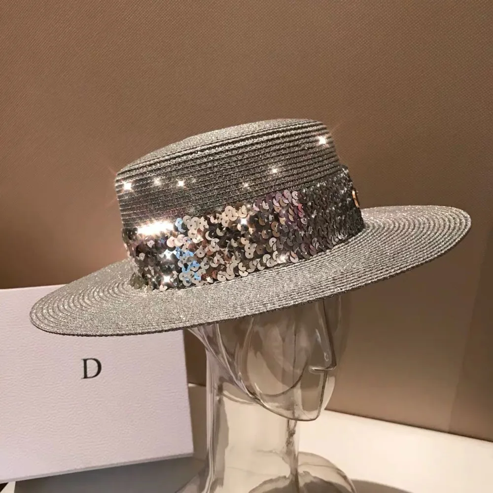 Sombrero de jazz con lentejuelas de hilo dorado y plateado para hombre ...