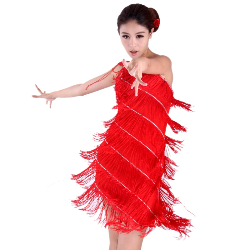 Latin dance clothes Latin dance costumes oblique diamond tassel skirts ...