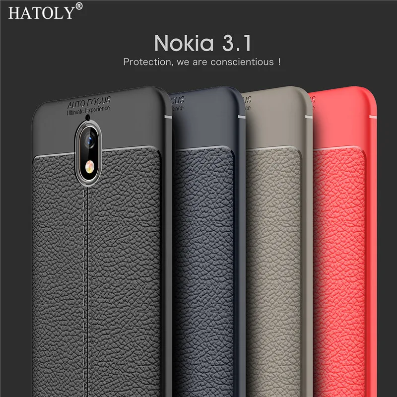 For Capa Nokia 3.1 Case Litchi TPU Rugged Phone Case For Nokia 3 2018 ...