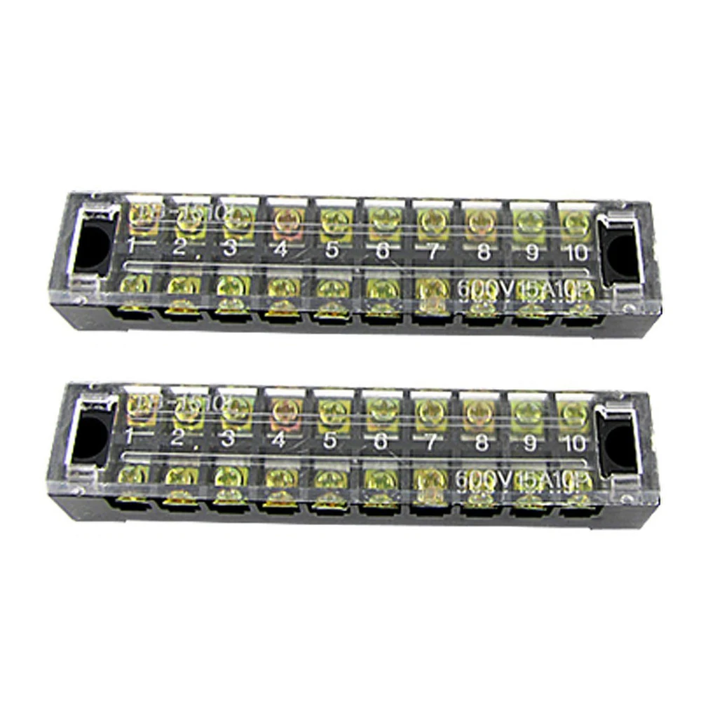 10 Poles Connector Barrier Terminal Strips Block 600V 15A|strip ...