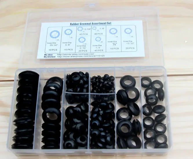 200 pcs Rubber Grommet Assortment Set Harness Grommet Electrical Wire ...