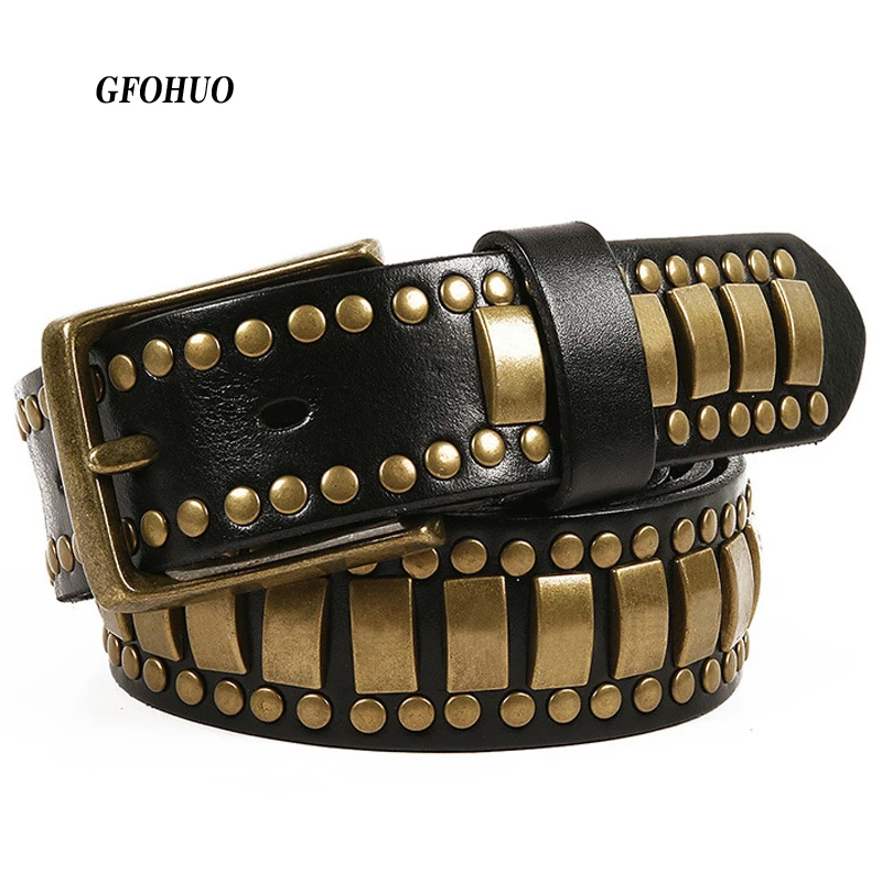 Punk Rock Belts Geometry Pattern for Men for Women Rivet Studded Belts ...