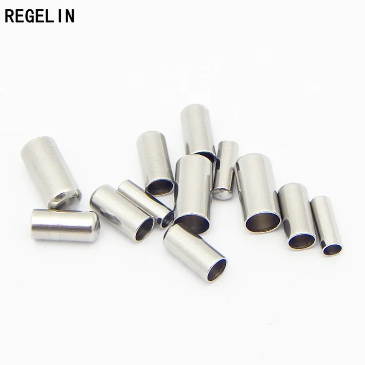 Regelin Round Stainless Steel Crimp Clasps Cord End Caps 10pcs/lot Fits ...