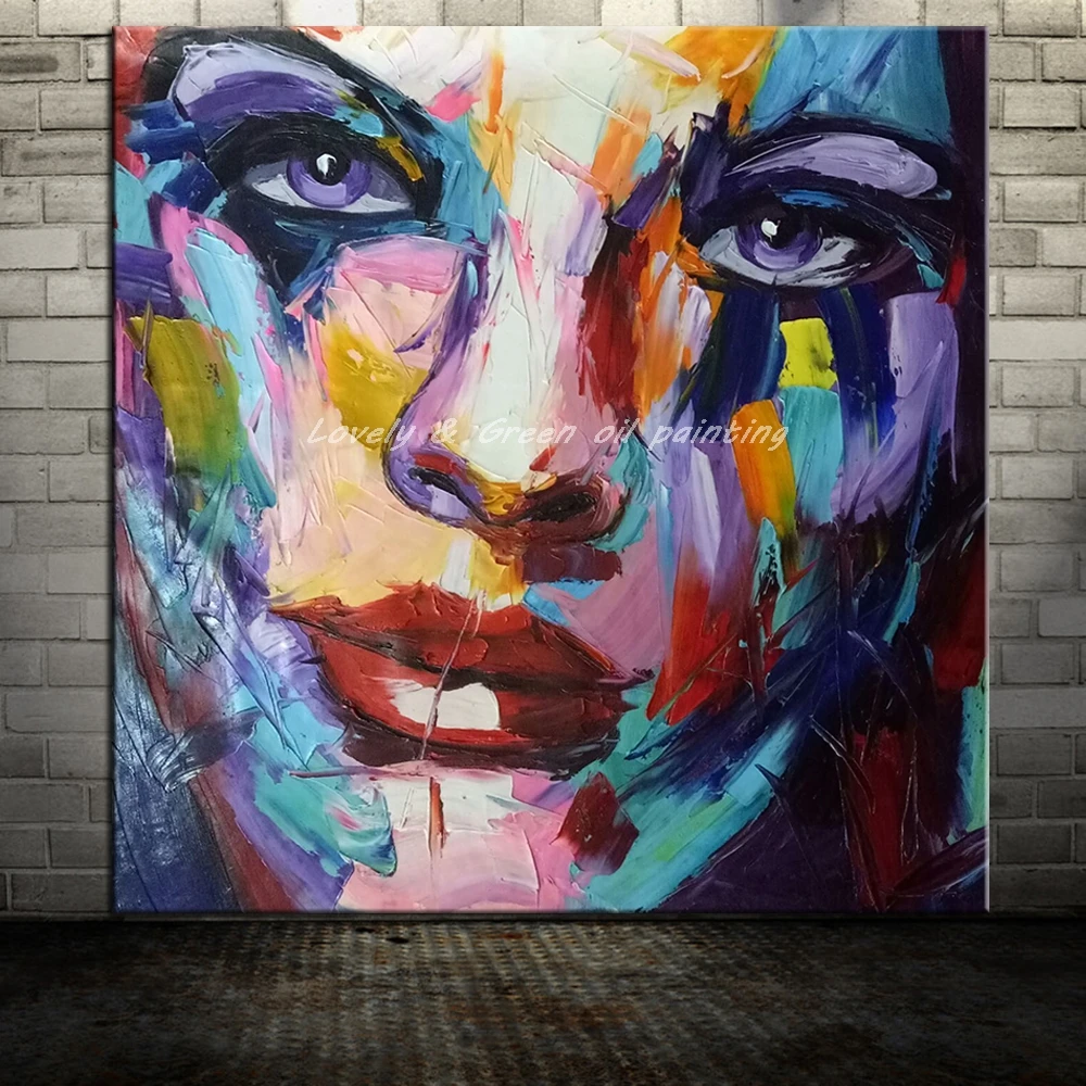 Hand Gemalt Farbe Gesichts Ölgemälde Auf Leinwand Moderne Abstrakte Starke Bild Wand Kunst Für ...