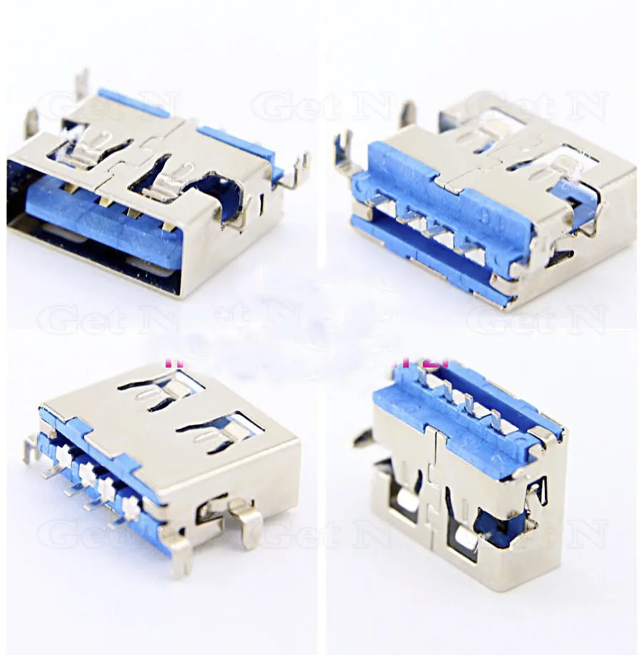 100pcs Low profile Type A USB Receptacle Socket Port 11mm Sunk in board ...