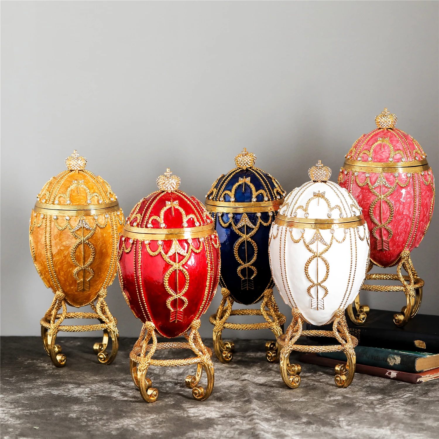 Qifu 1895 Rosebud Faberge Egg With Carriage Replica For Home Decor ...