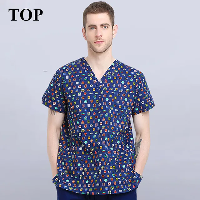 Women and Men Print Nursing Uniform Medical Outfit Scrub Set Pathology ...