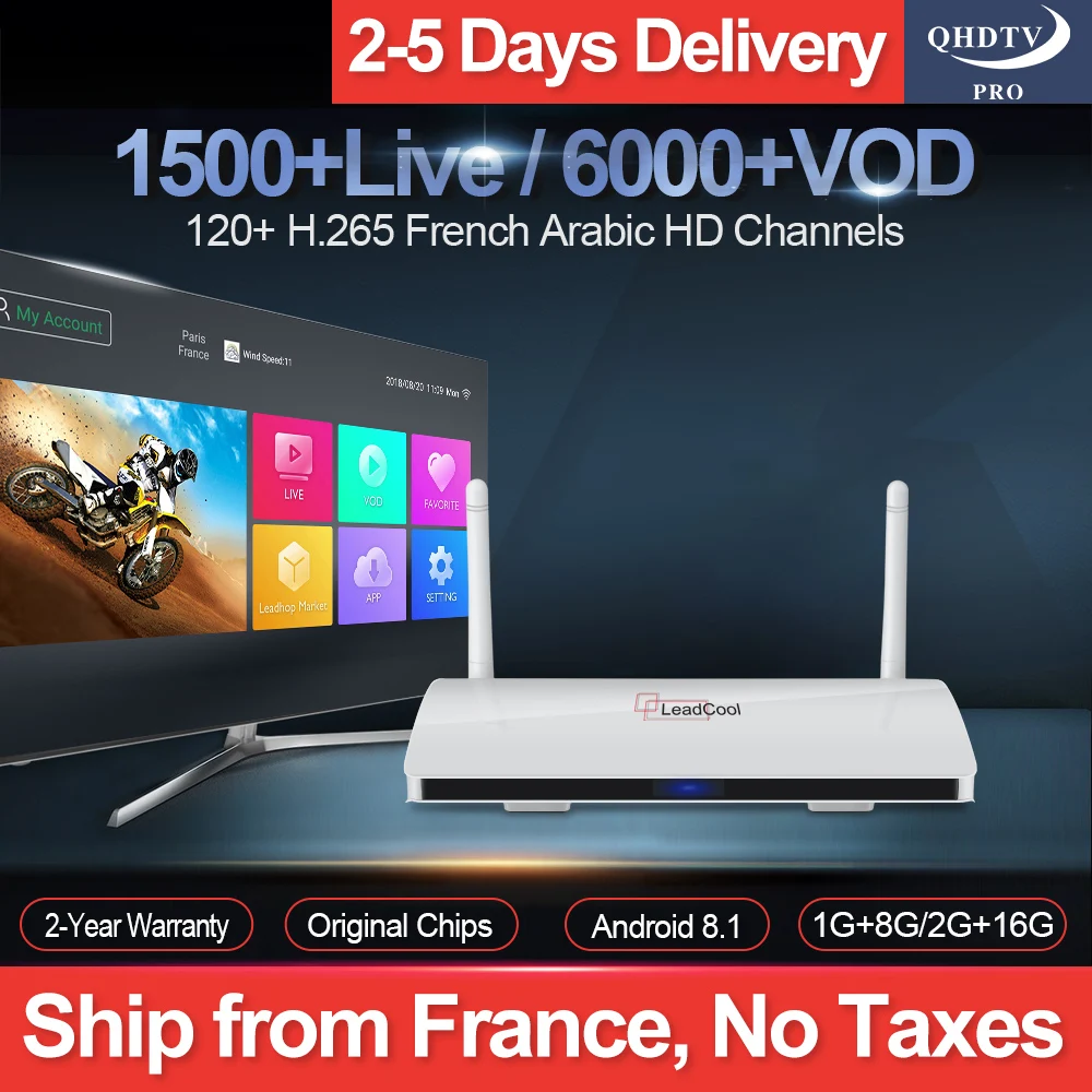 Leadcool QHDTV Pro Subscription 1 Year Box Android 8.1 Streaming Media ...