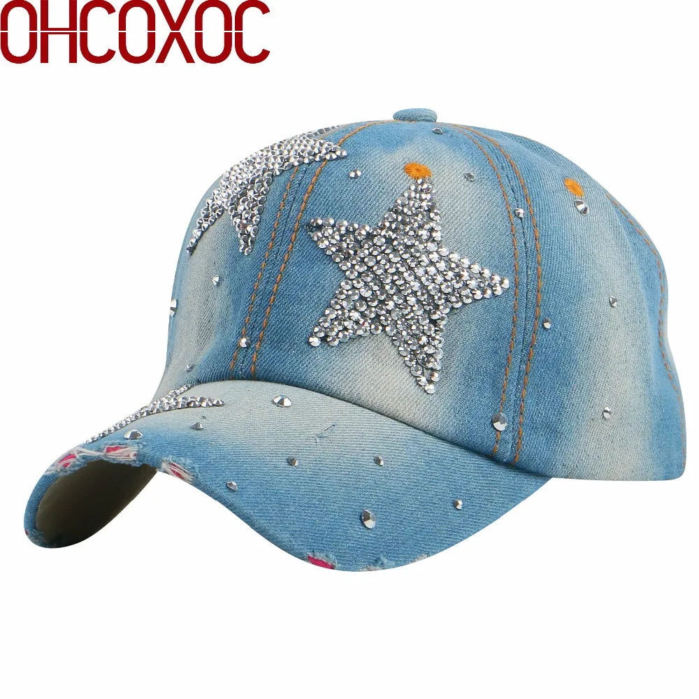 new star cap for women woman DIY rhinestone Star pattern fashion ...