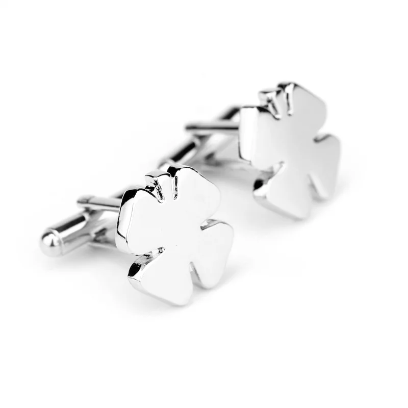2 Pairs Of Silver Color Tone Four Leaf Clover Cuff Links Mens Cufflinks ...