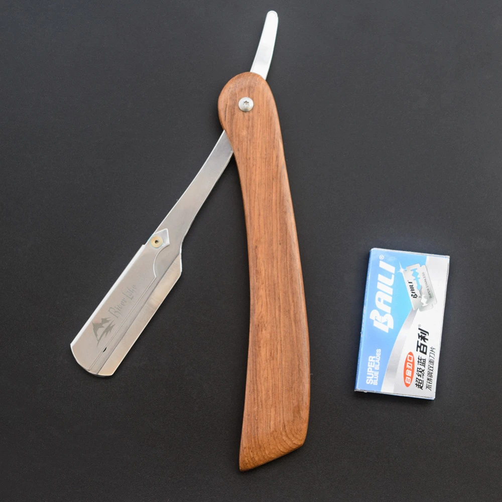 Solid Wood Gandle Barber Gair Cut Razor Shaving Razor, Professional ...