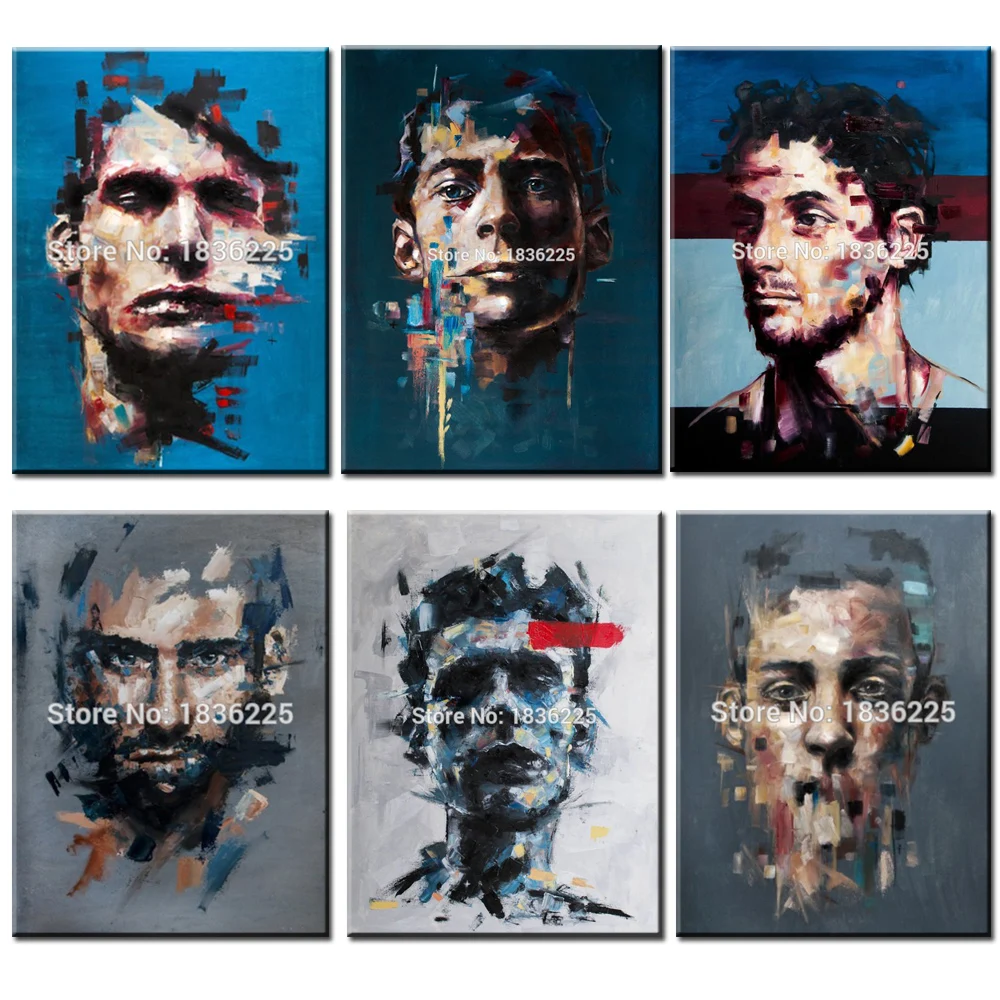 Abstract Style Man Face Portrait Oil Painting 100% Handmade By Good ...