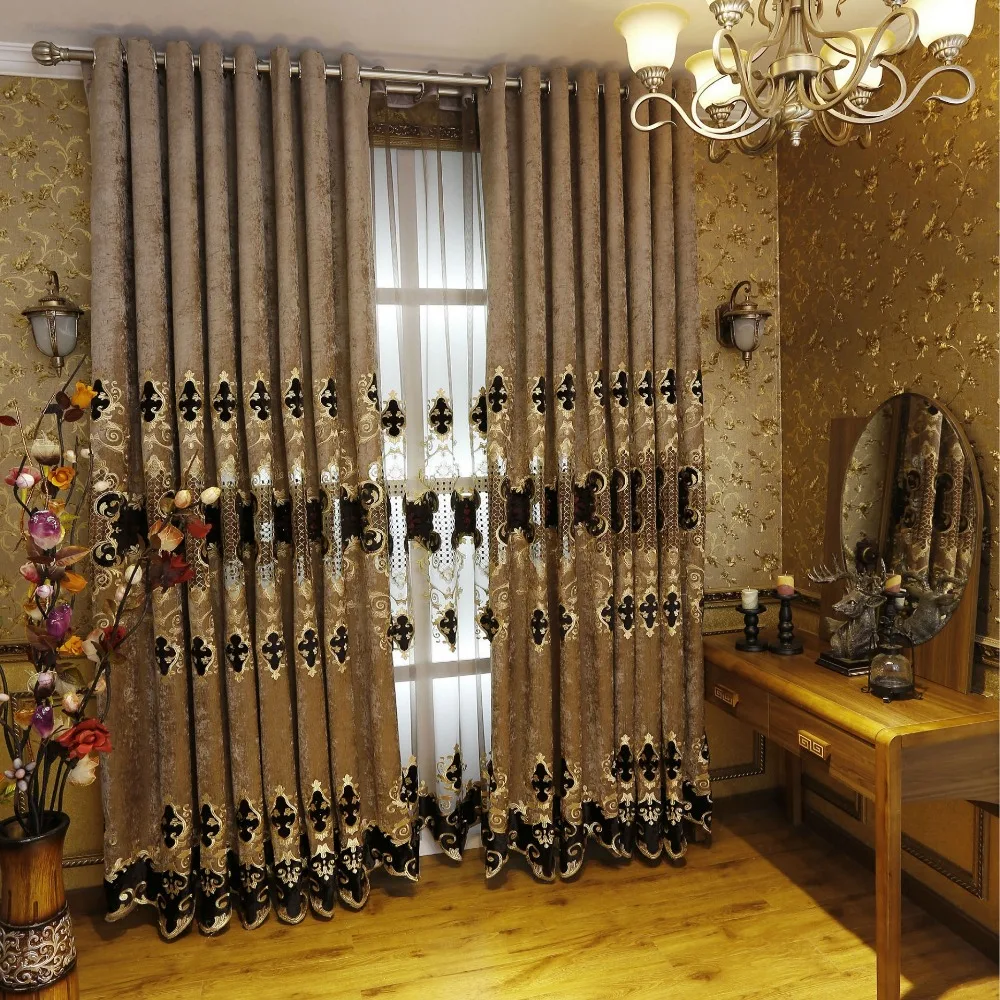 Home Embroidered European Royal Luxury Curtains for Bedroom Window ...