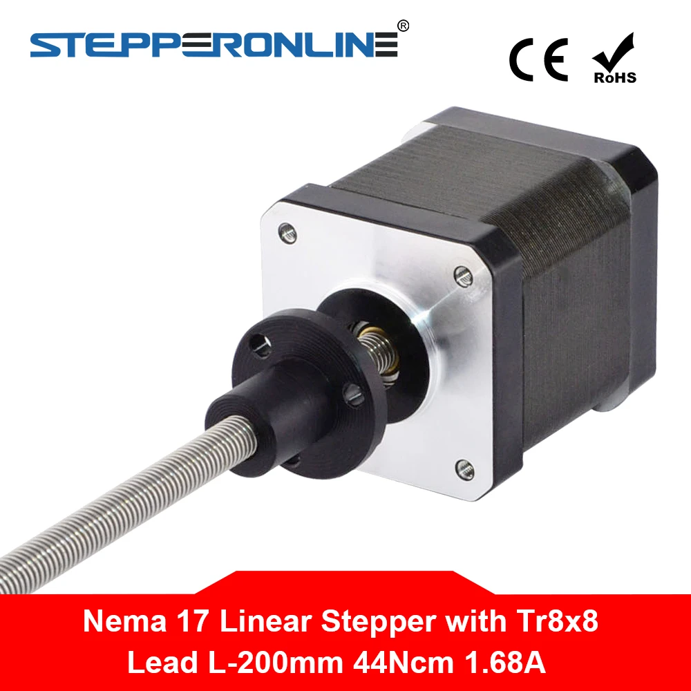 Nema 17 External Linear Stepper Motor 48mm Stack 1.68A Lead 8mm/0.31496 ...