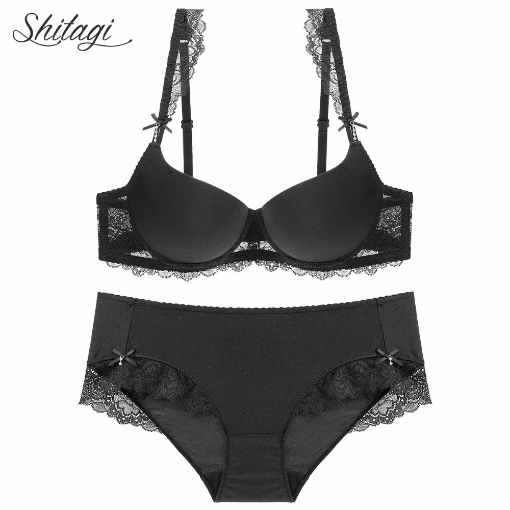 Shitagi Sweet Style Bra Bow Lace Shoulder Strap Lingerie Smooth Silk ...