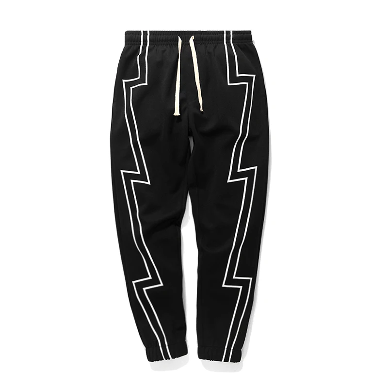 2018 autumn High Street wear Reflective stripe screen print pants men ...