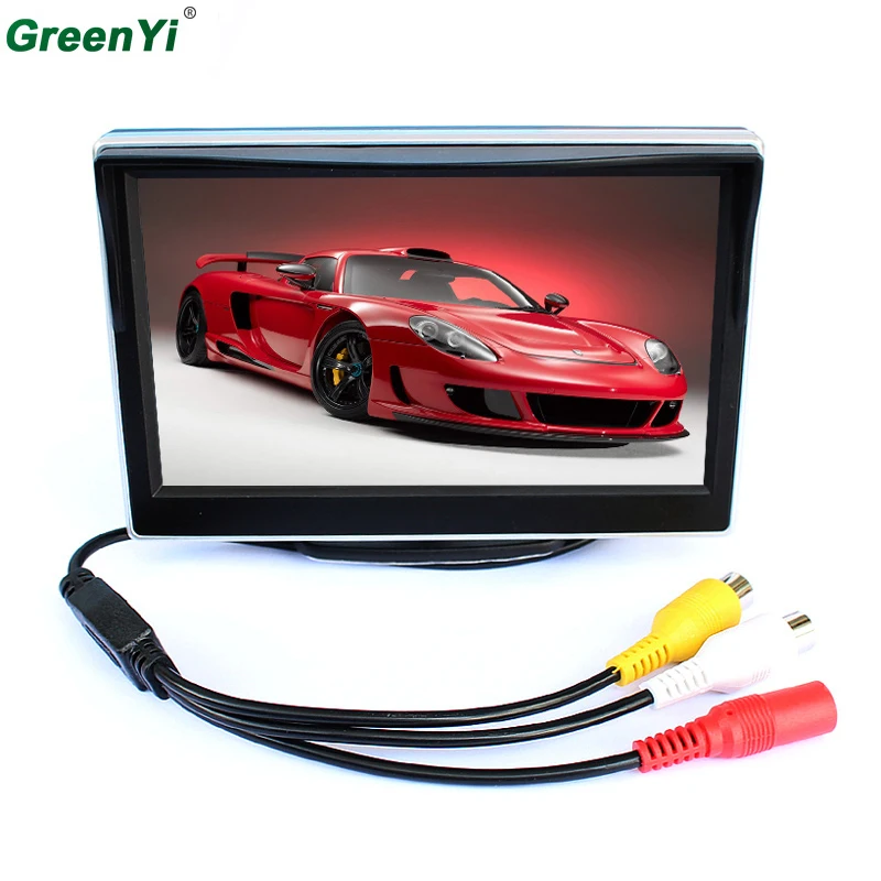 5" TFT LCD Car Rear View Mirror Monitor Parking Assistance With 2 RCA ...