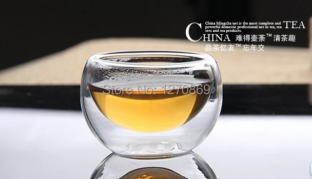 Double wall glass tea cups 50ml 12pcs/lot free shipping|tea cup|double ...