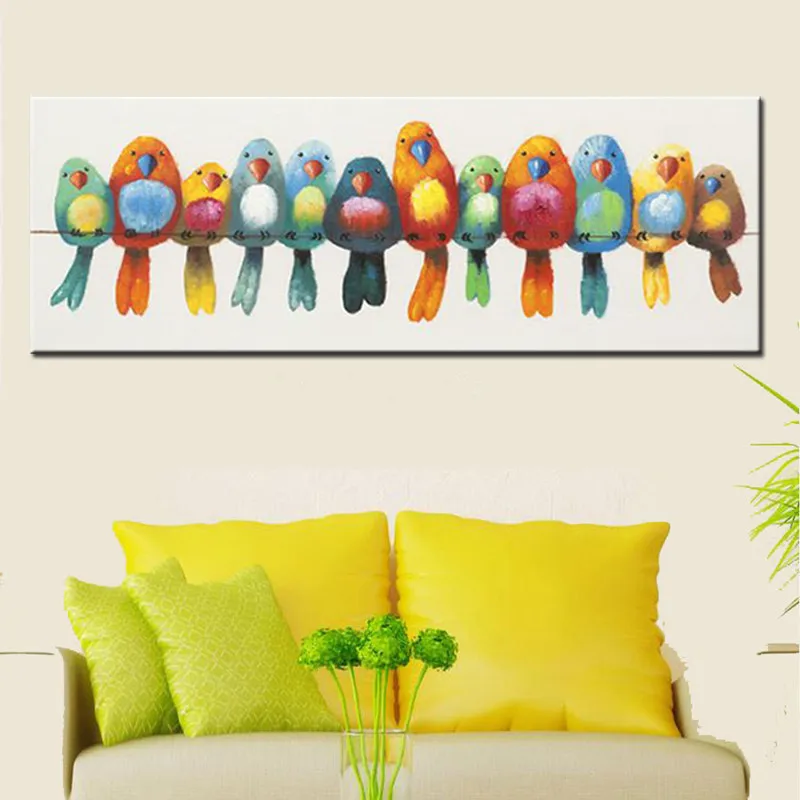 Bunte Ölgemälde Tier Leinwand Vogel Gemälde Handmade Moderne Wohnkultur Wandkunst Handgemalte ...