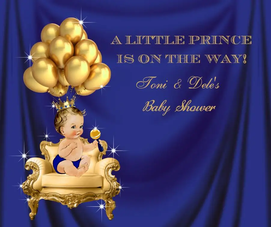 Custom Gold And Royal Blue Prince Crown Backdrop High Quality Computer ...