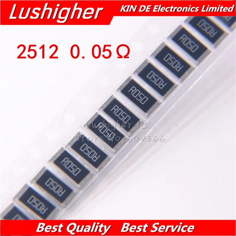 50 piezas 2512 SMD 1W 1% 0.05R 0,05 Ohm 0.05ohm R050 R05 resistencia ...