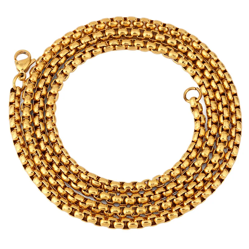 Stainless Steel Big Box Chains Hip Hop Famous Rap Star Golden New Bling ...