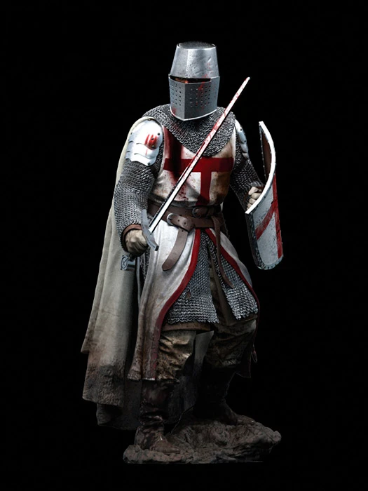1/18 90MM Templar Knight, XII Century Resin Model Miniature figure ...